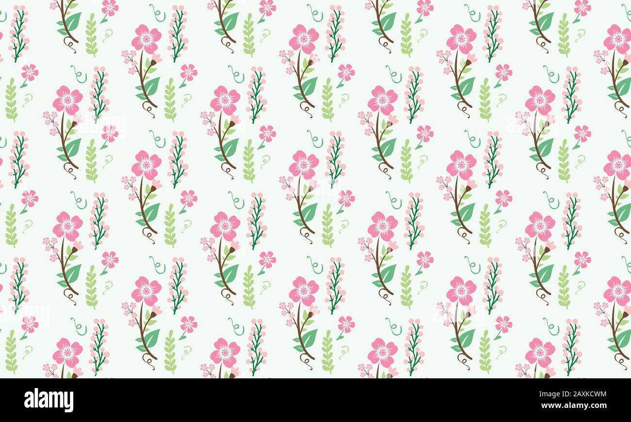 Beautiful spring floral pattern background, with leaf and floral design ...