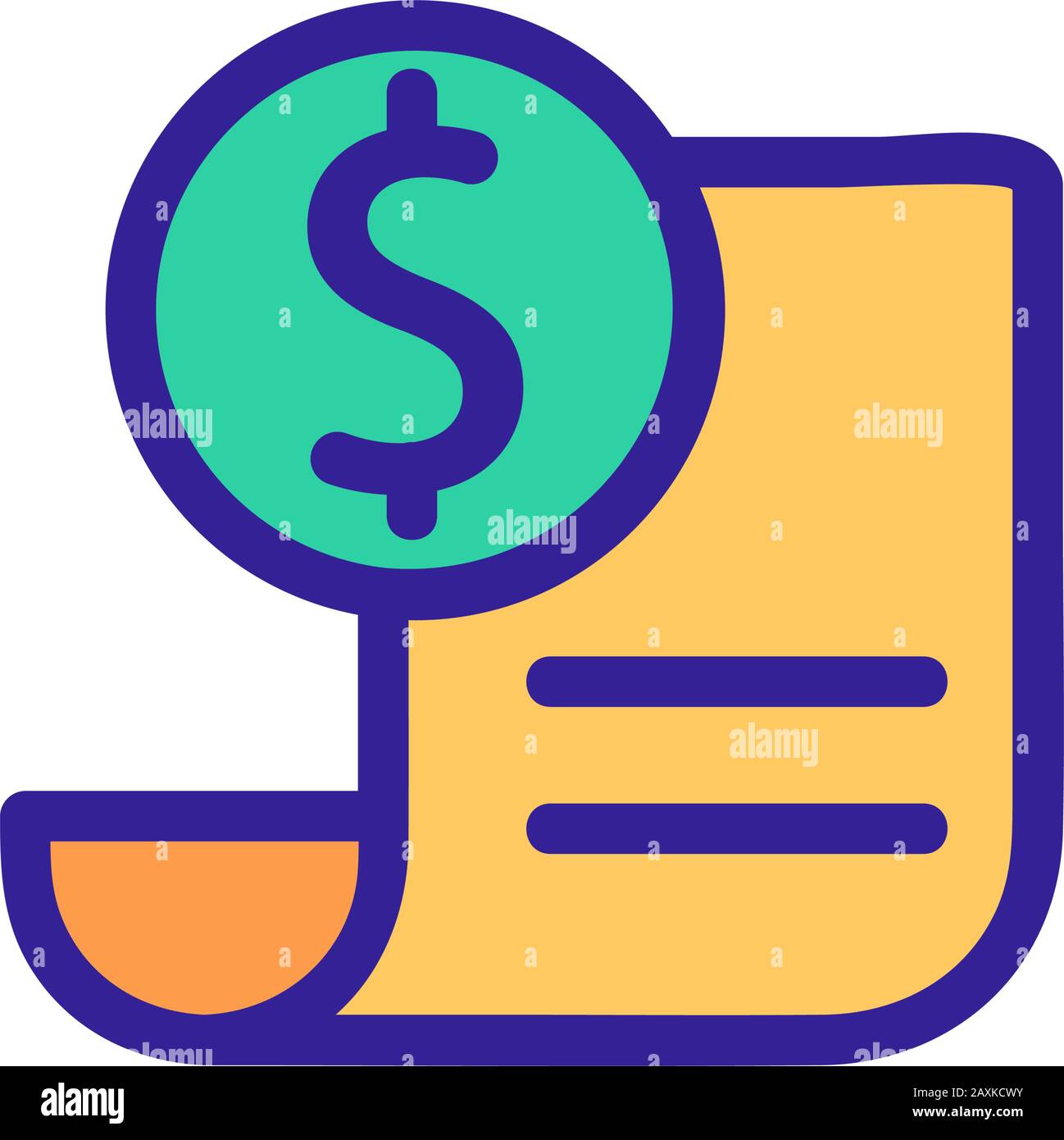 receipt dollar icon vector. Isolated contour symbol illustration Stock ...