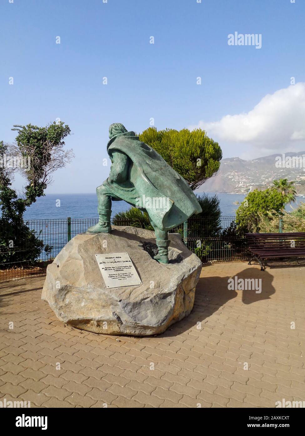 Statue of the navigator and explorer joao goncalves zarco hi-res stock ...