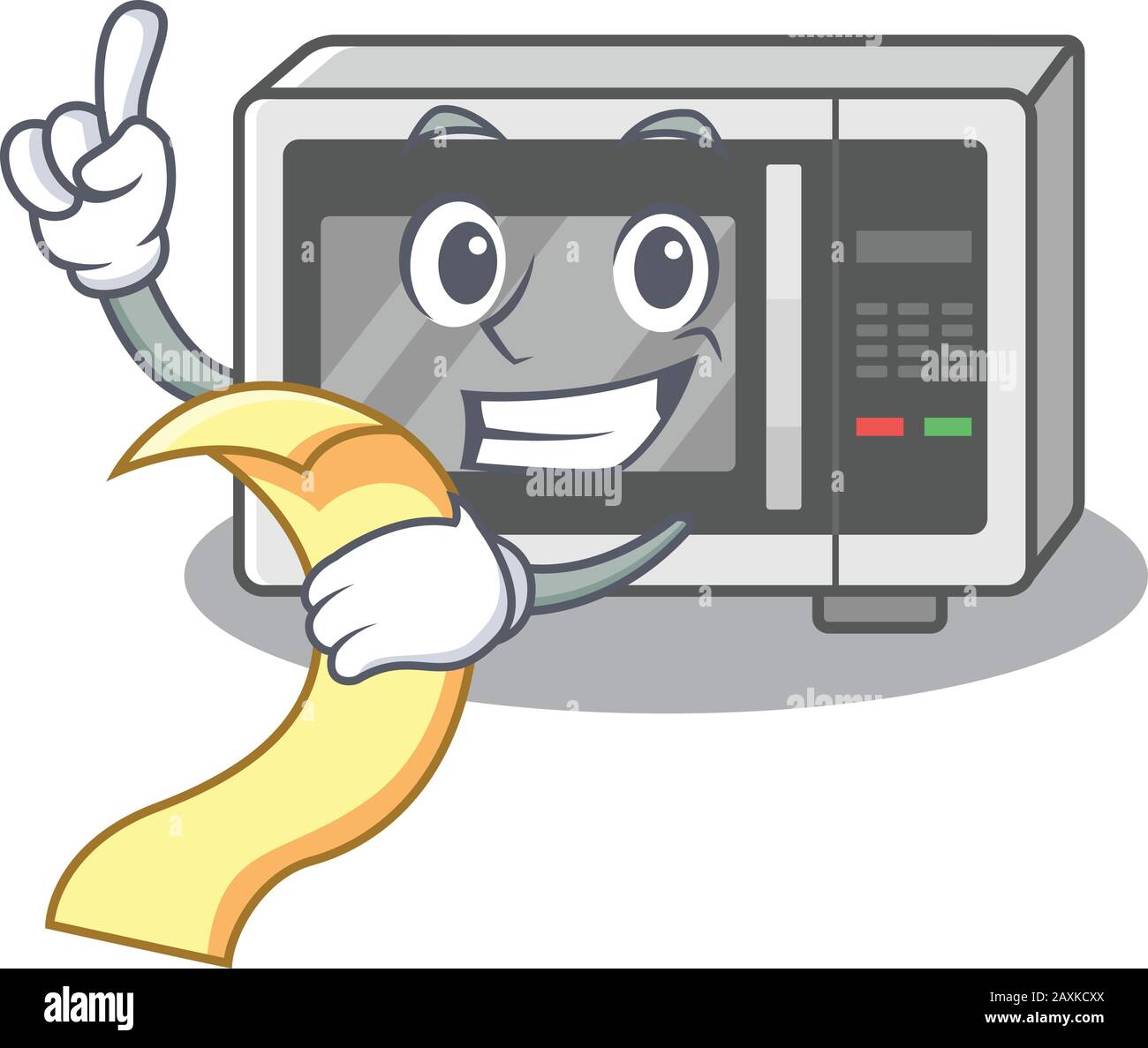 A funny cartoon character of microwave holding a menu Stock Vector ...