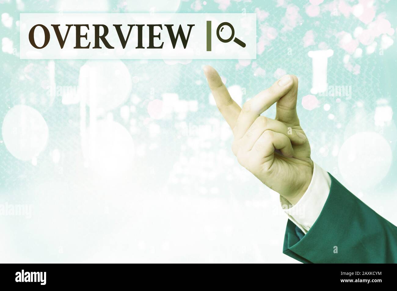 Writing note showing Overview. Business concept for the general review ...