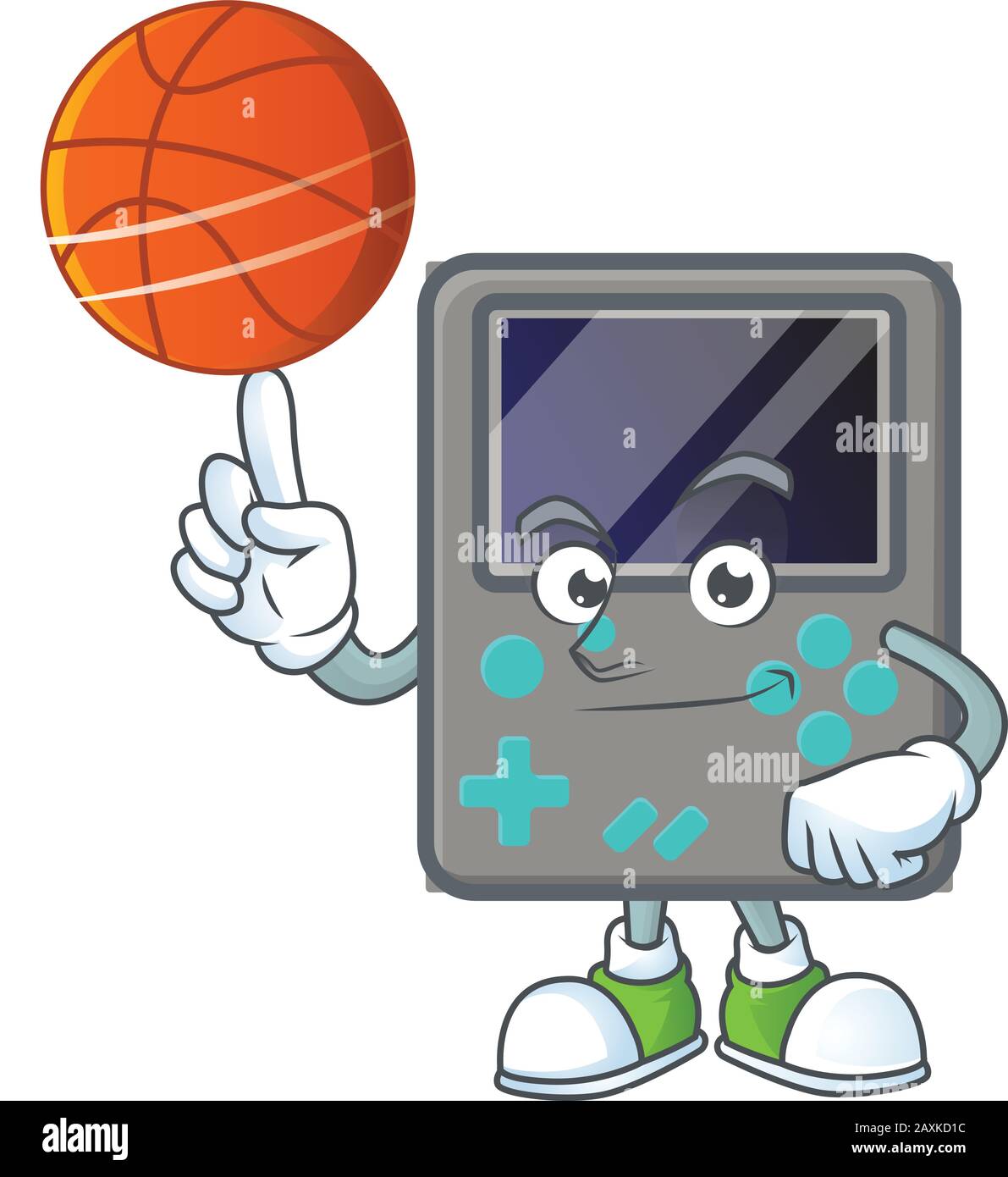 a strong game console cartoon character with a basketball Stock Vector ...
