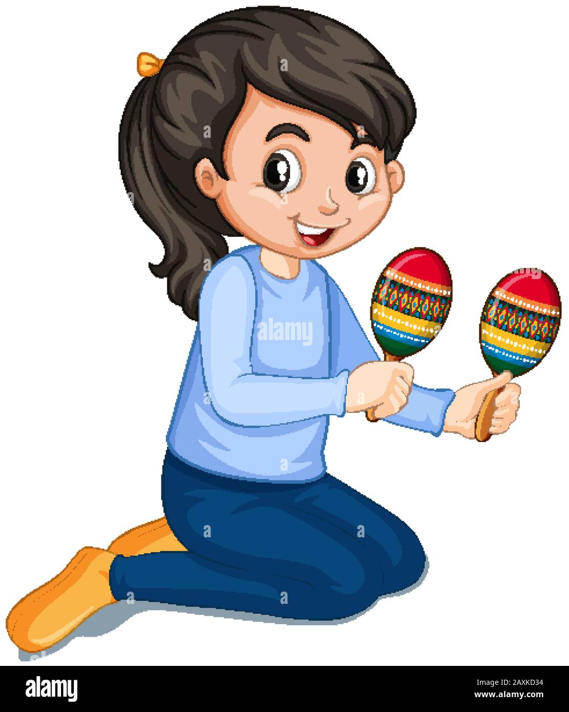 Girl playing maracas on white background illustration Stock Vector ...