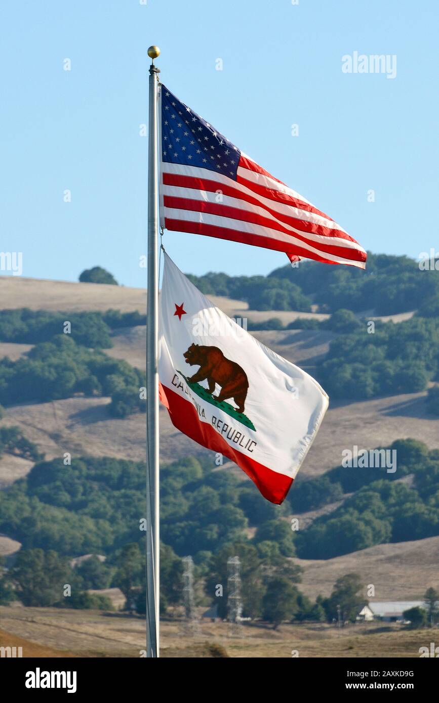 American and california flag hi-res stock photography and images - Alamy