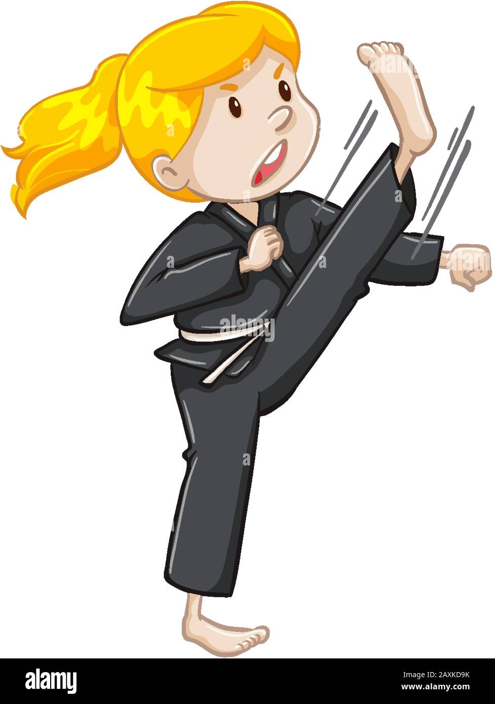 Athlete doing karate kick on white background illustration Stock Vector ...