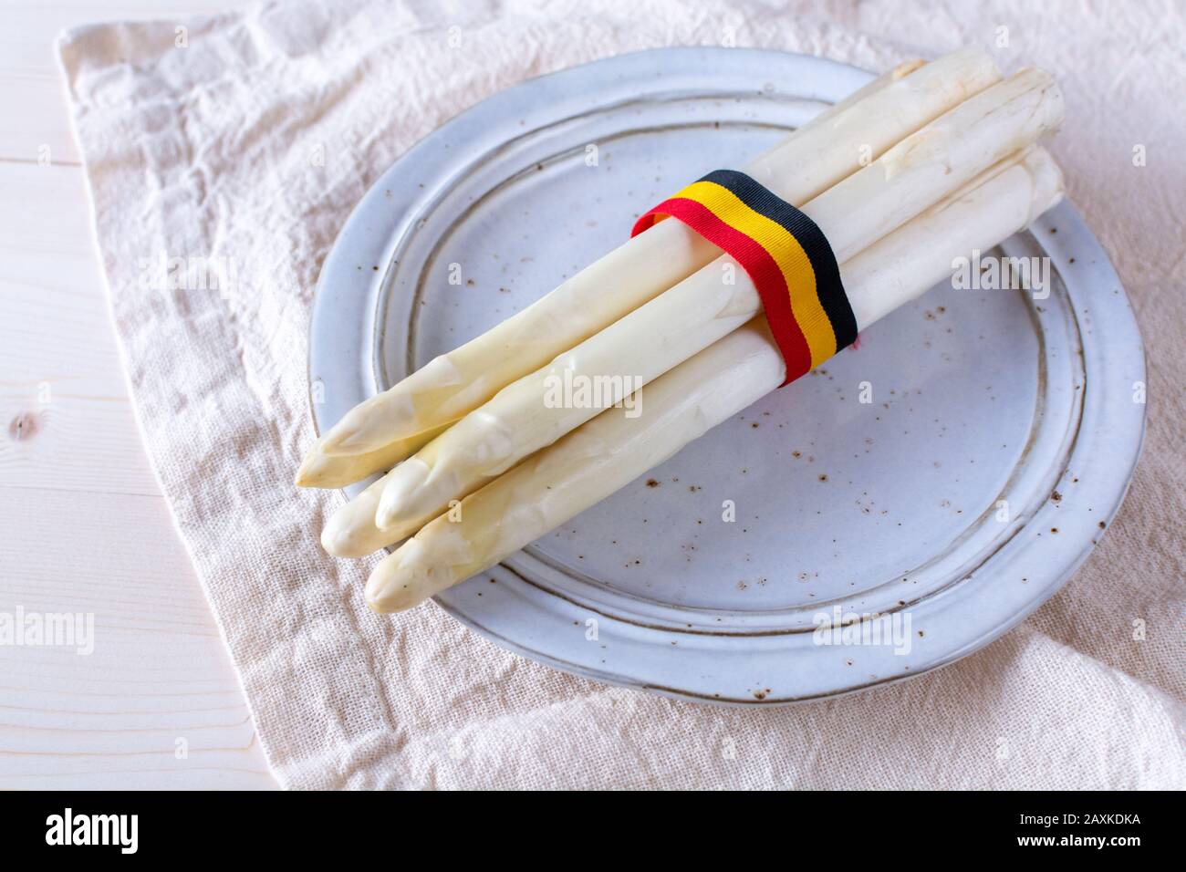 New harvest of white asparagus vegetable, high quality Belgian ...