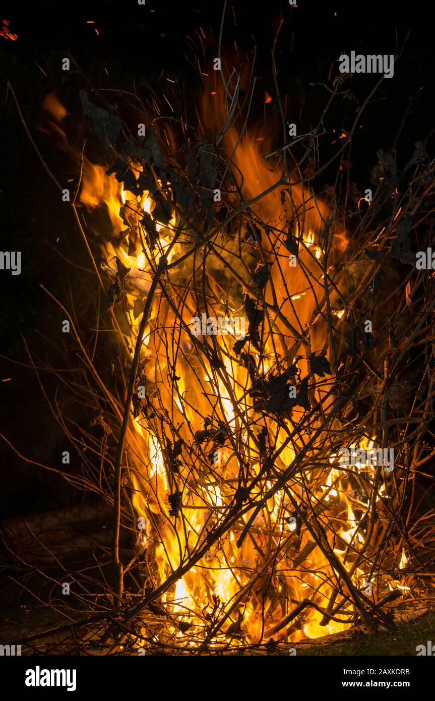 Fire flames on dark background of a natural wood fire Stock Photo - Alamy