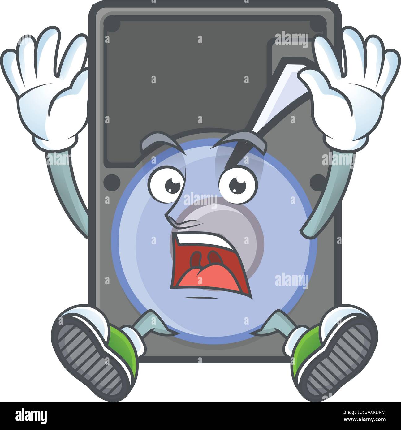 A picture of hard disk cartoon design with shocking gesture Stock ...