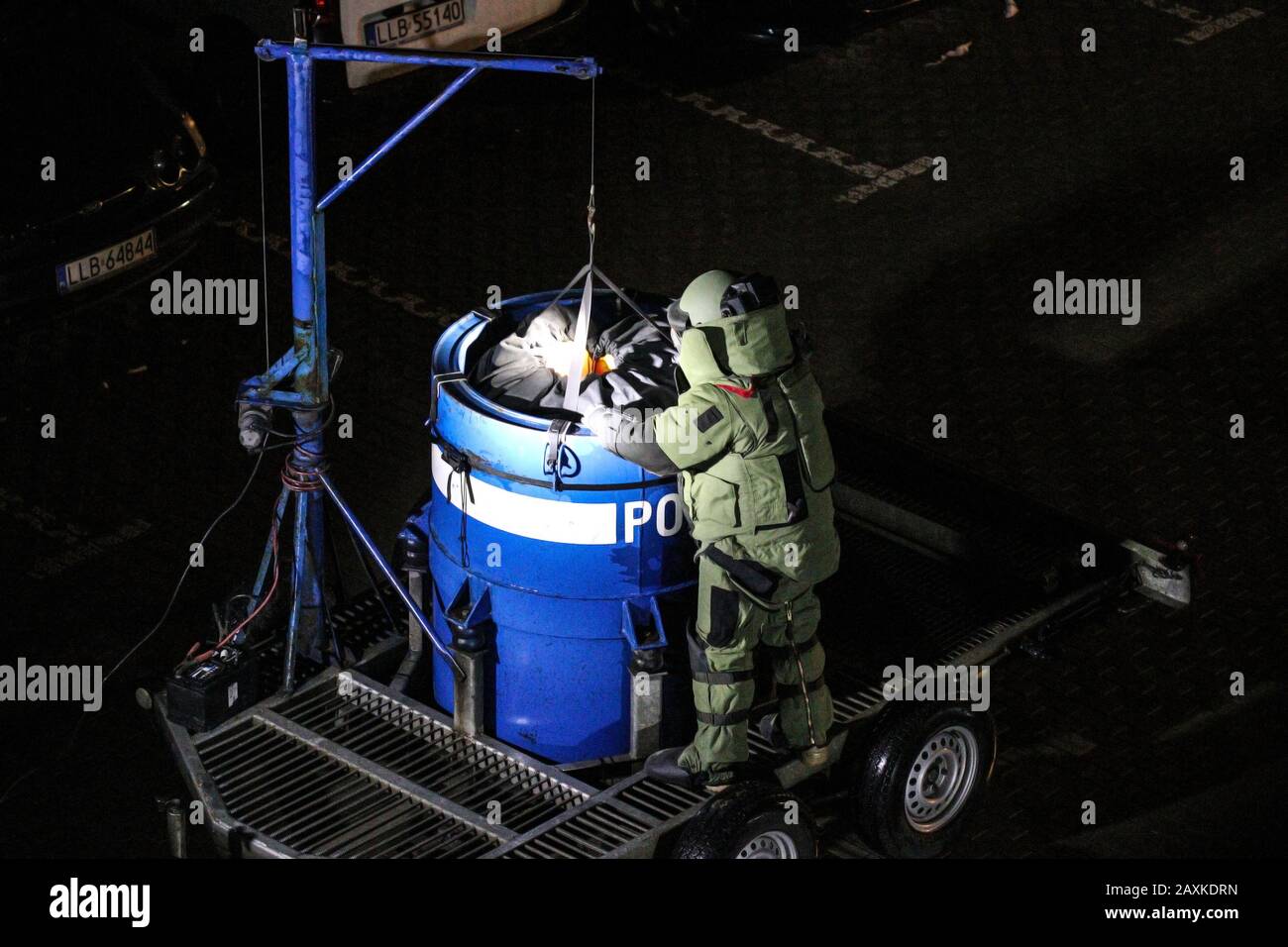 Lubartow, Poland - 11 february 2020: Technician of police bomb disposal ...