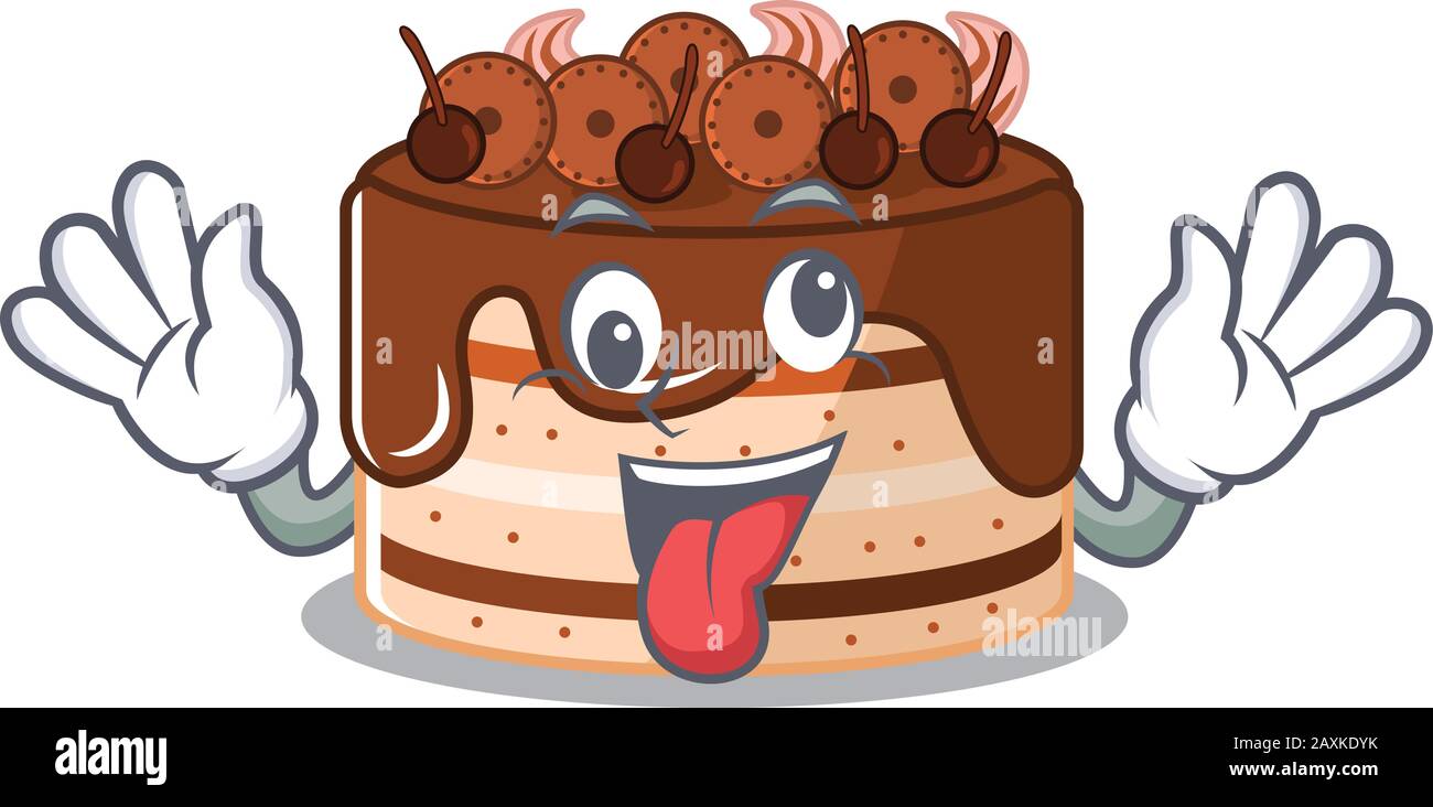 Cute sneaky chocolate cake Cartoon character with a crazy face Stock ...