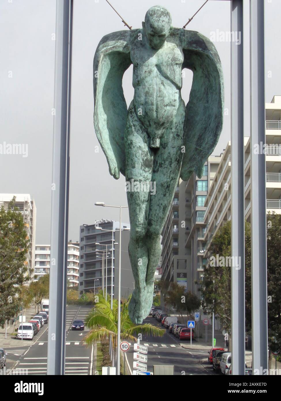 Hanging angel installation in Funchal, Madeira, Portugal, European ...