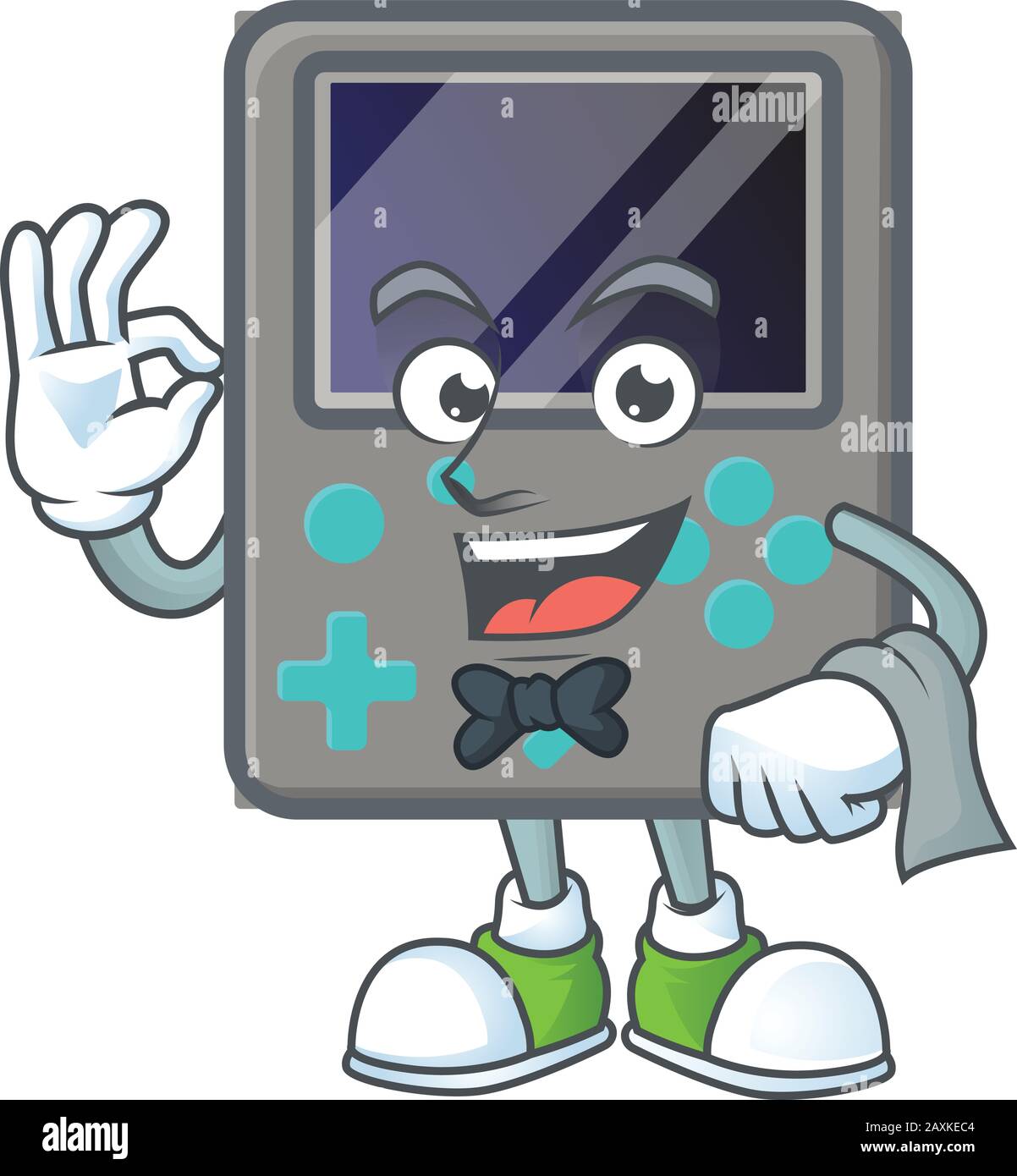 A game console cartoon mascot working as a Waiter Stock Vector Image ...