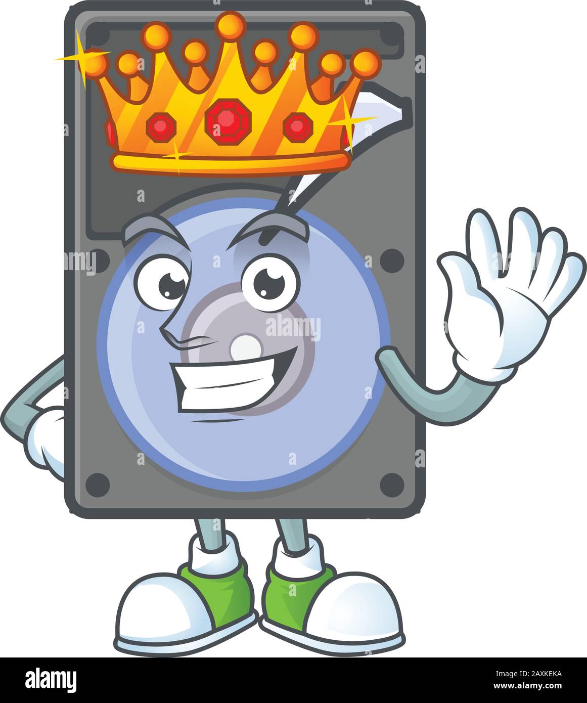 A dazzling of hard disk stylized of King on cartoon mascot design Stock ...