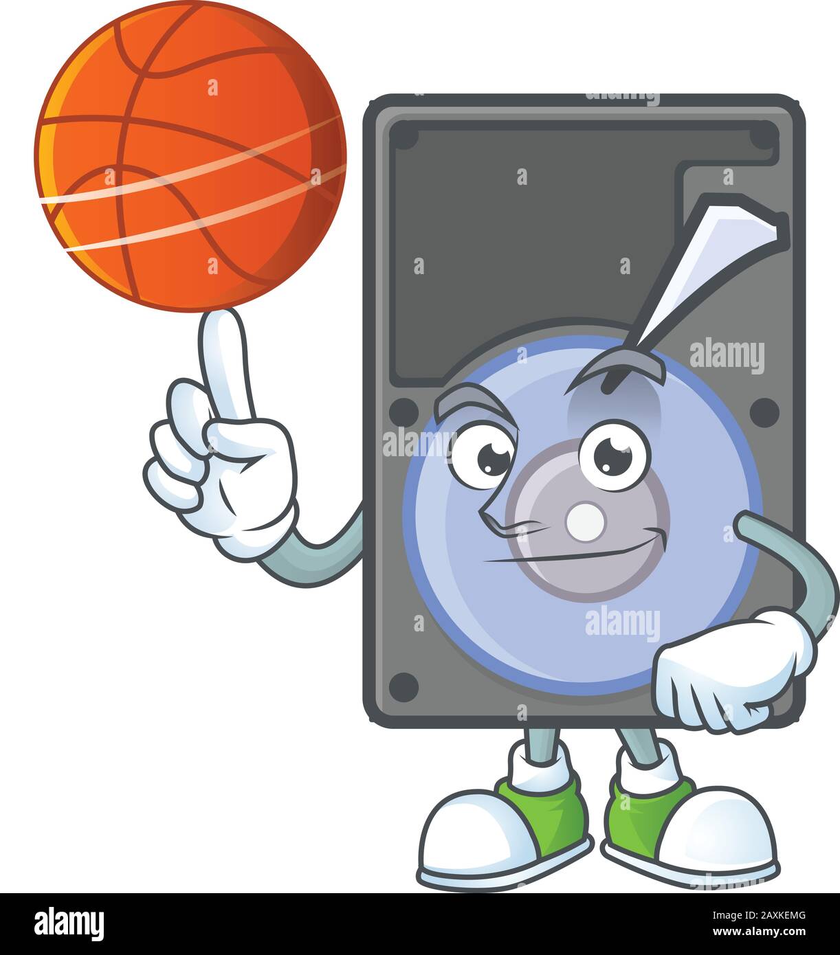 a strong hard disk cartoon character with a basketball Stock Vector ...