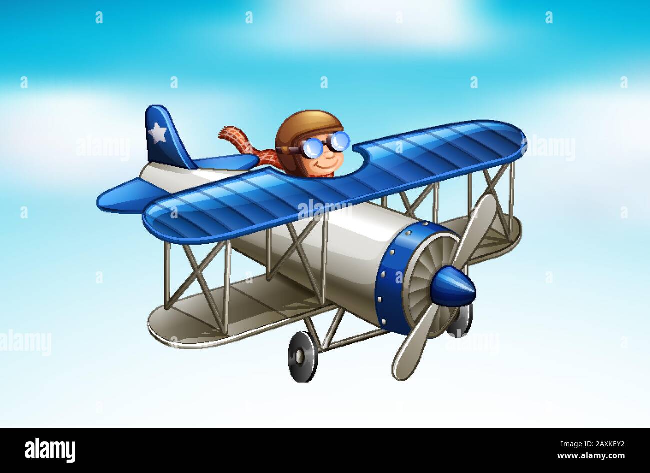Scene with airplane flying in the sky illustration Stock Vector Image ...