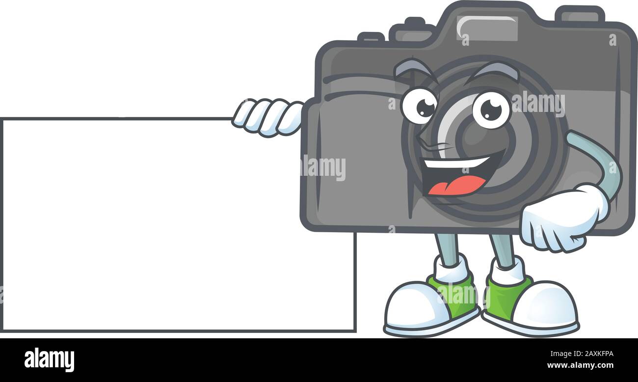 Cute funny digital camera cartoon character having a board Stock Vector ...