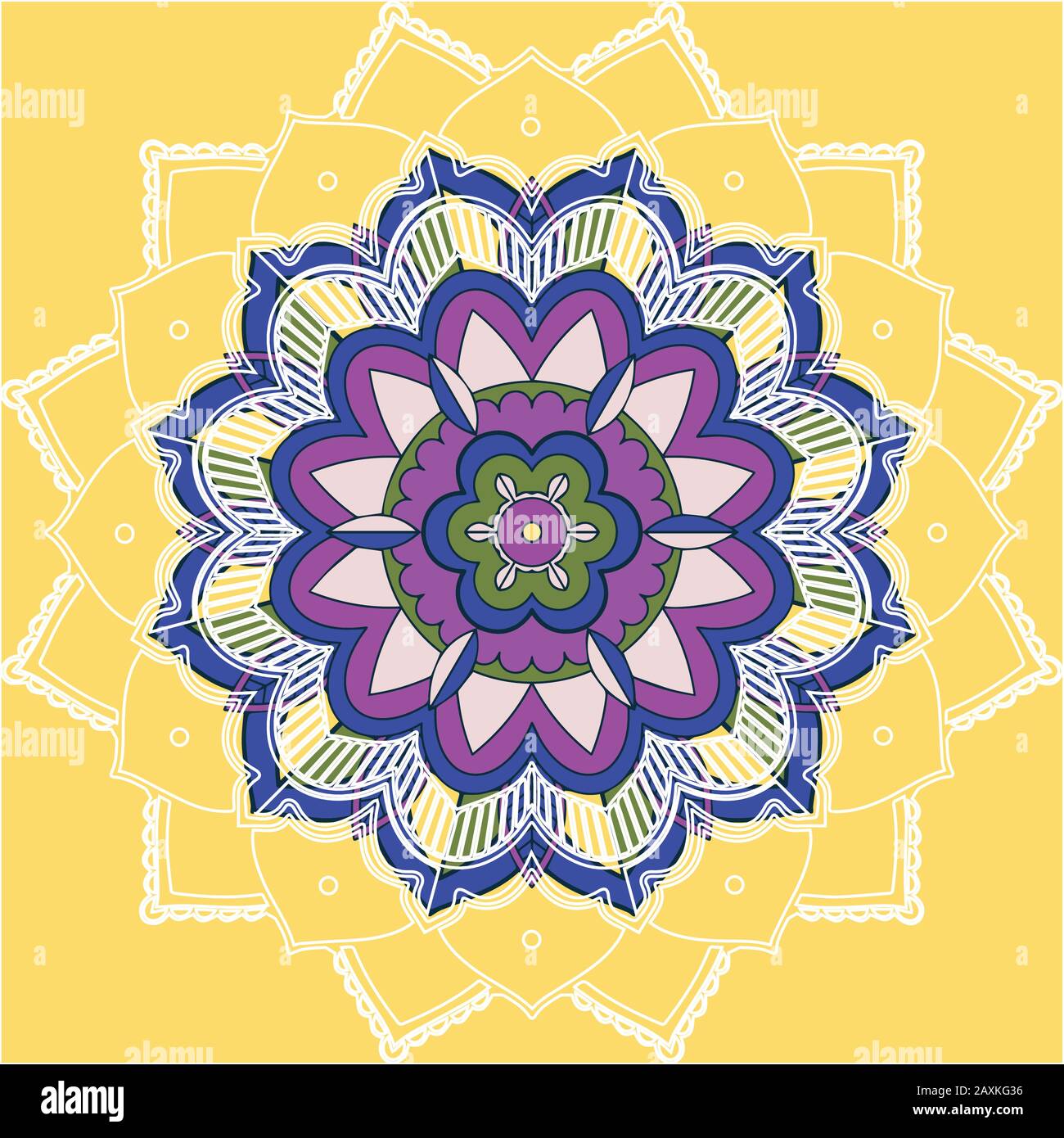 Mandala patterns on yellow background illustration Stock Vector Image ...