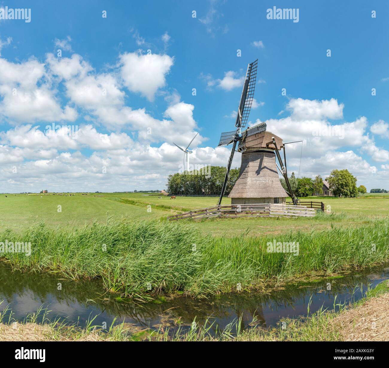 Drainage mill called De Snip, Workum, Friesland, Netherlands Stock ...
