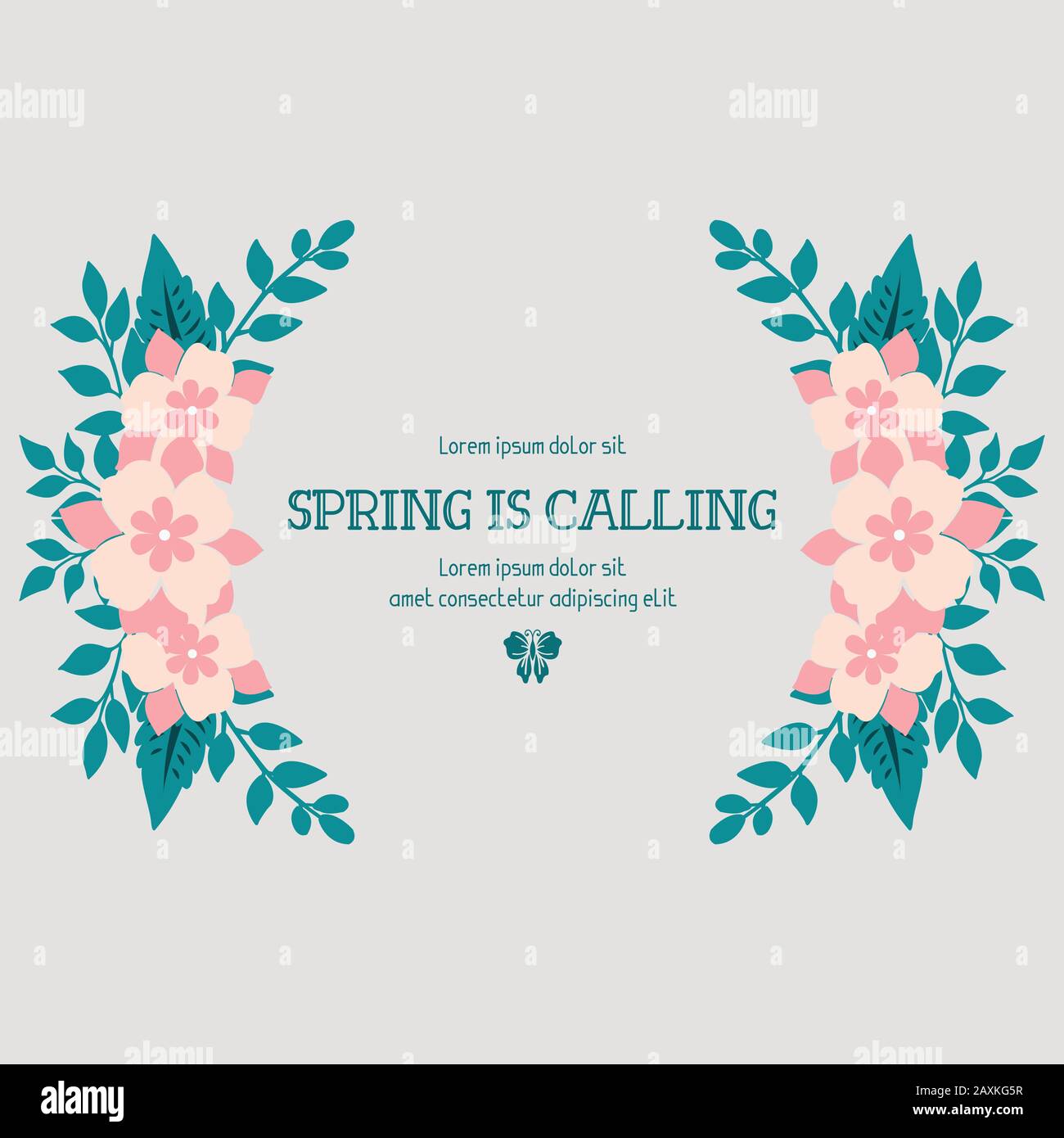 Beautiful crowd of leaf and floral frame, for vintage spring calling ...