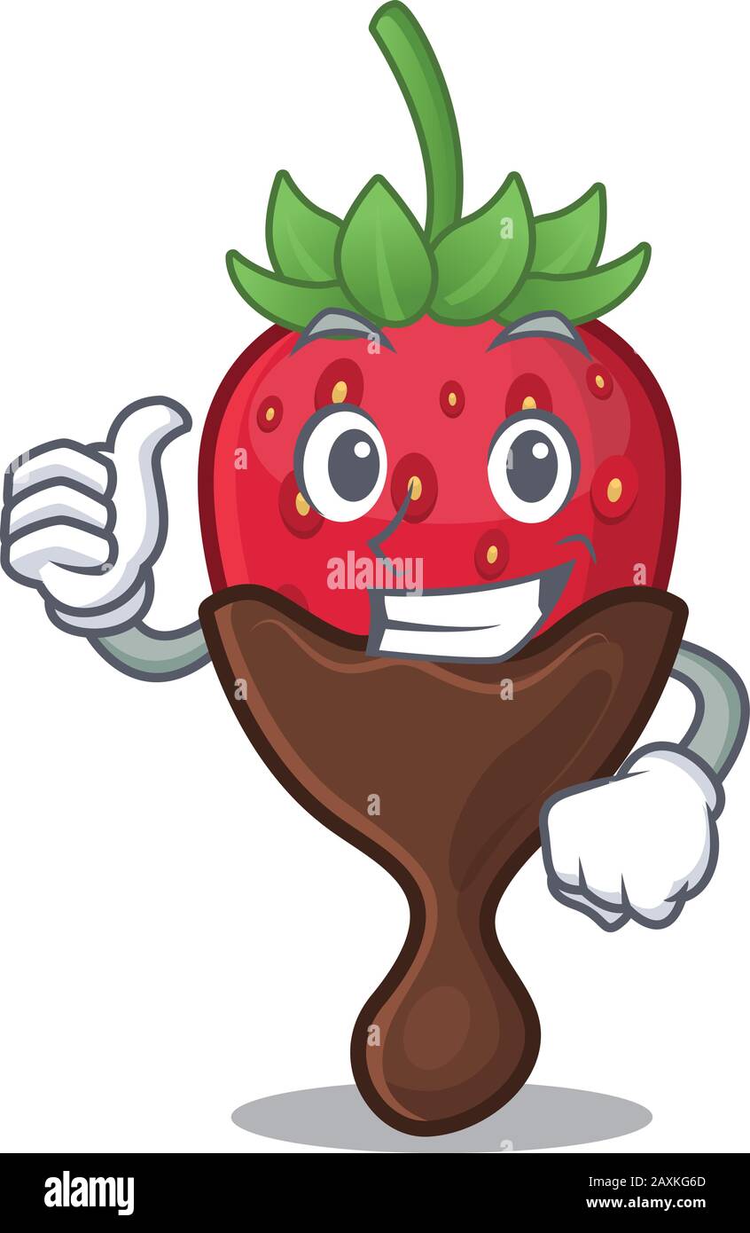 Funny chocolate strawberry making Thumbs up gesture Stock Vector Image ...