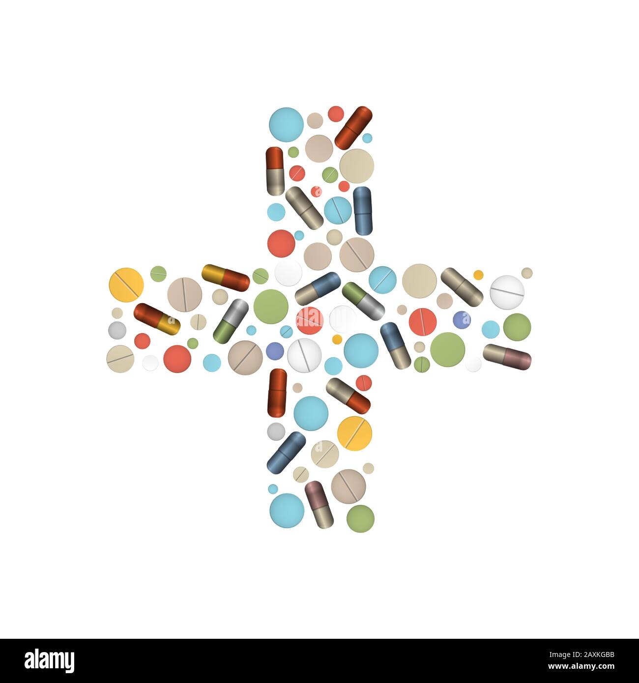 Cross shape with tablets. Pharmacy design. Vector illustration Stock ...