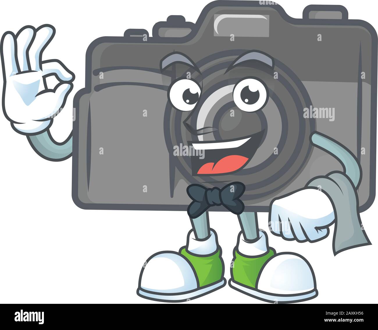 A digital camera cartoon mascot working as a Waiter Stock Vector Image ...