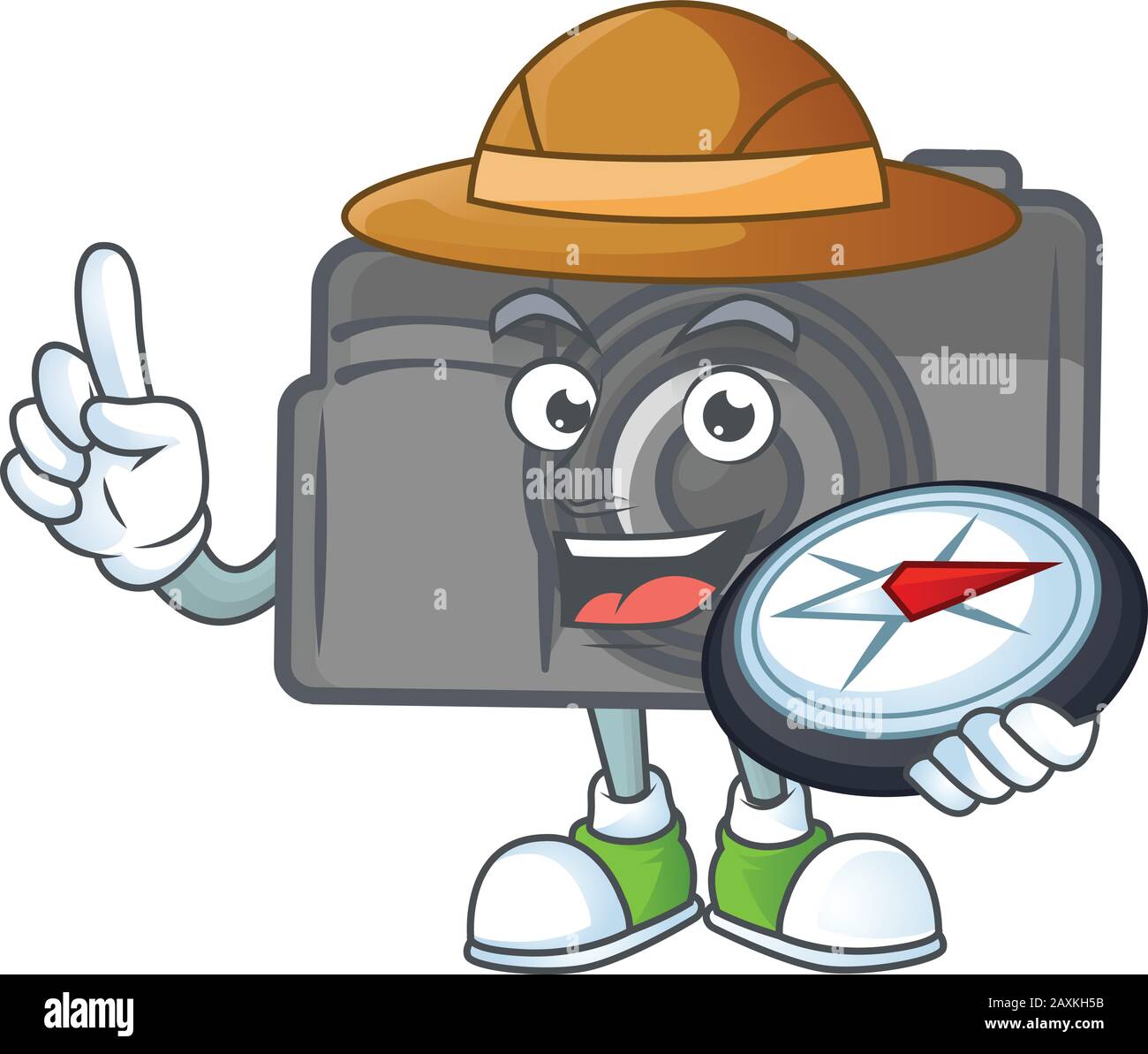 A digital camera explorer cartoon design having a compass Stock Vector ...