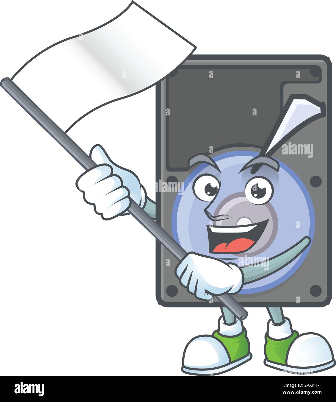 Funny hard disk cartoon character design with a flag Stock Vector Image ...