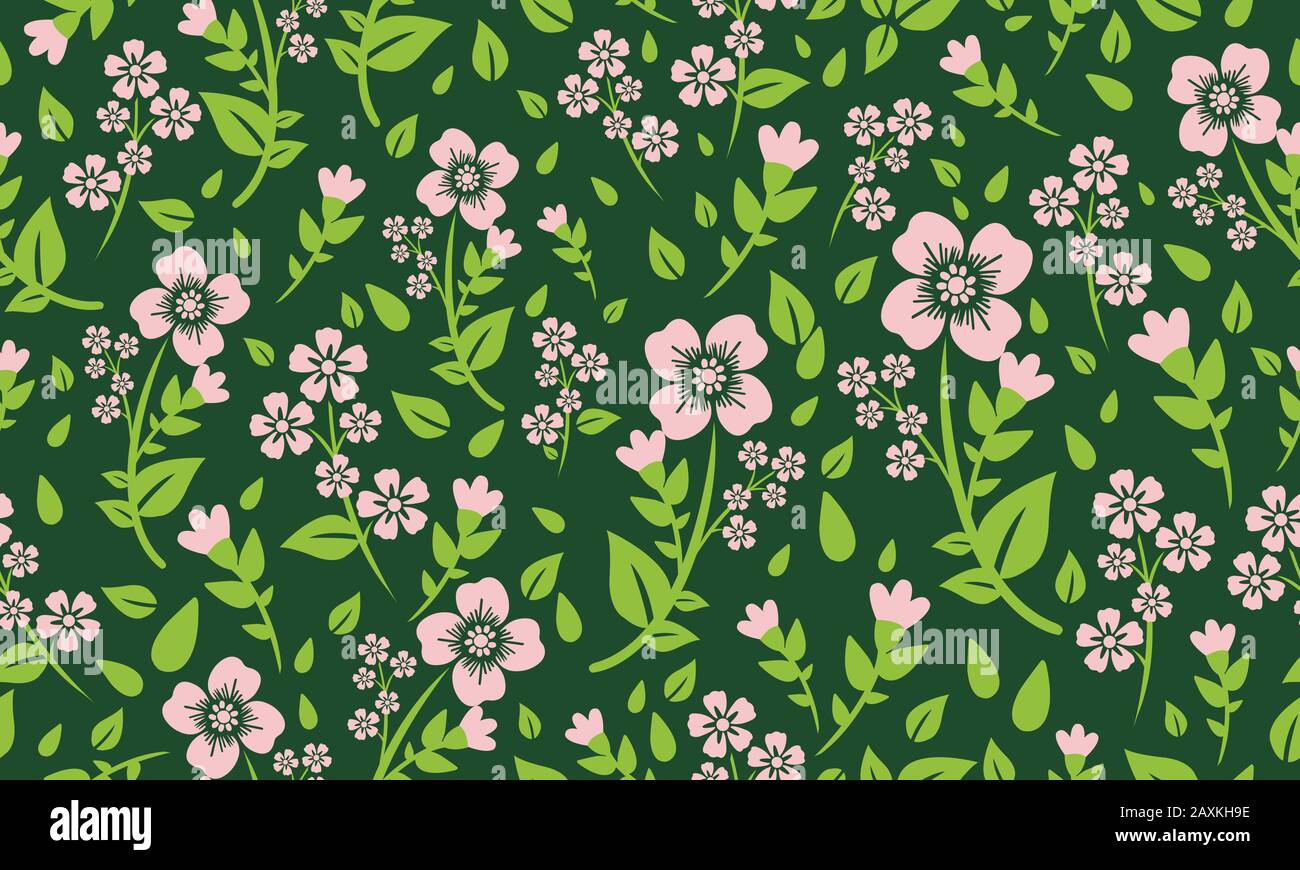 Beautiful spring floral pattern background, with leaf and floral design ...