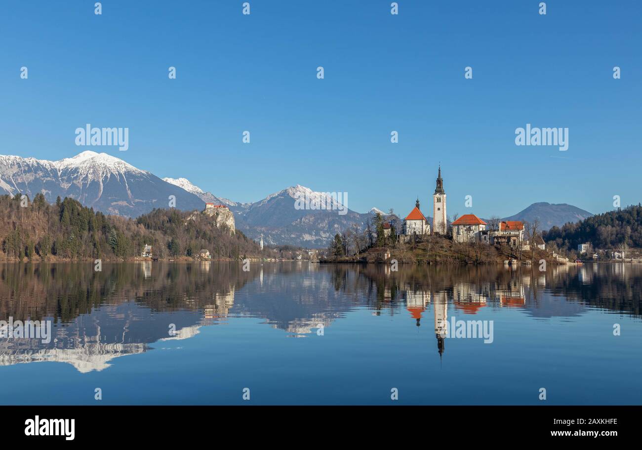 Lake Bled panorama Stock Photo - Alamy