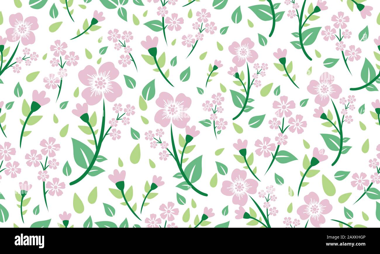 Beautiful spring floral pattern background, with leaf and floral design ...