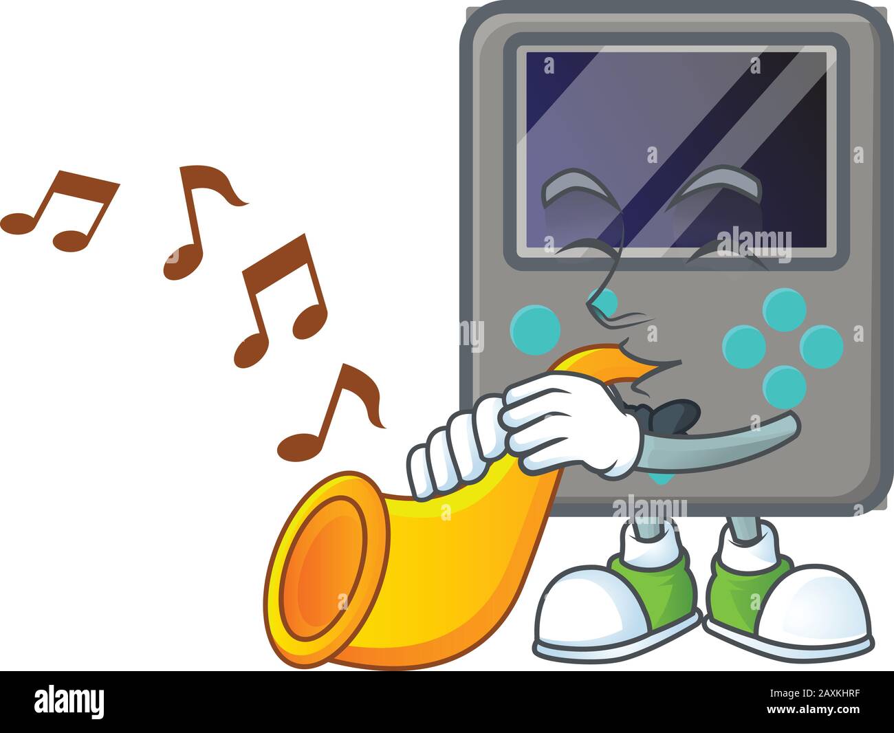 cartoon character style of game console playing a trumpet Stock Vector ...