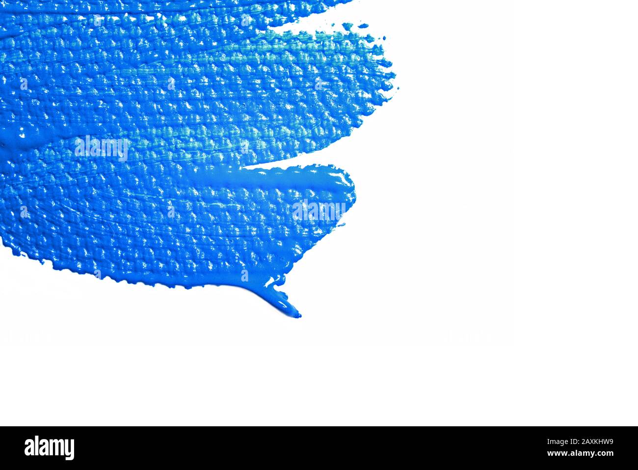 Elongated brushstroke, puddle of blue acrylic paint. Isolated. Color of ...