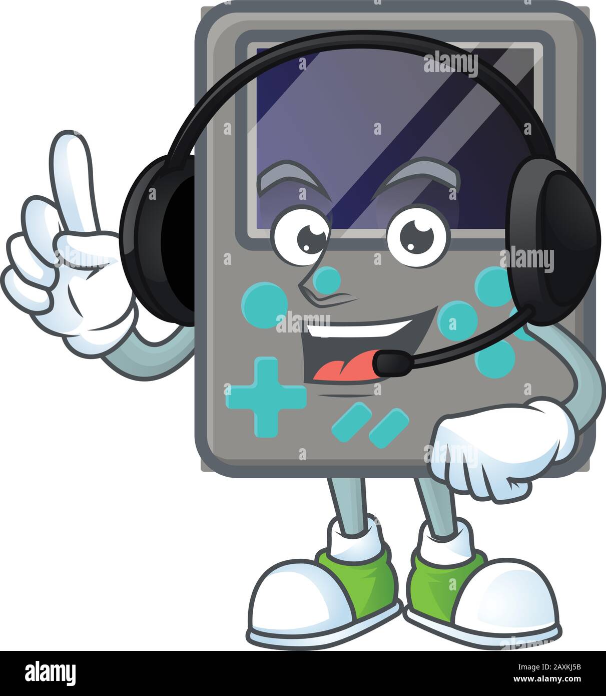 Sweet game console cartoon character design speaking on a headphone ...