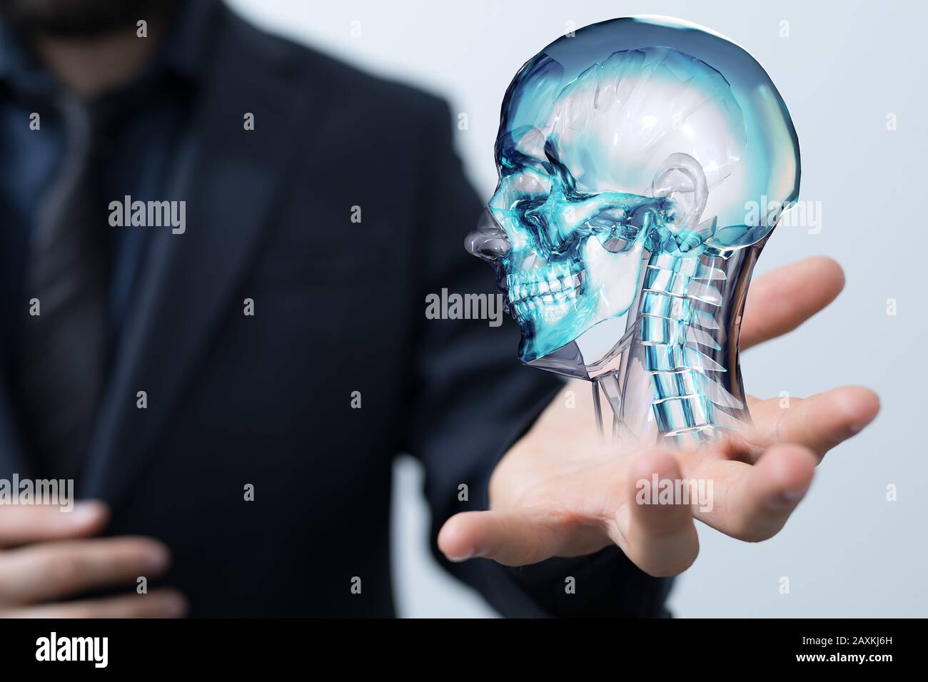 Virtual projection of a human skull - medical network connection ...