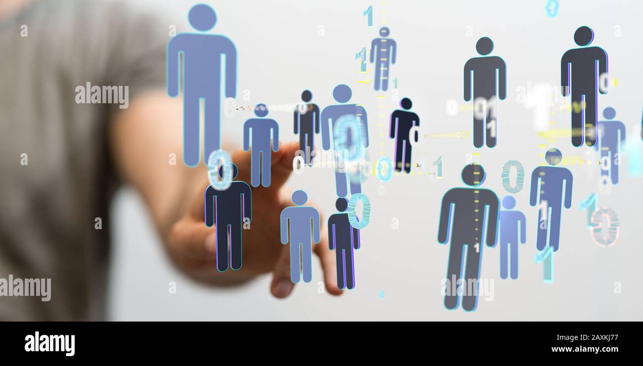 Virtual projection of a diverse business team - business success ...