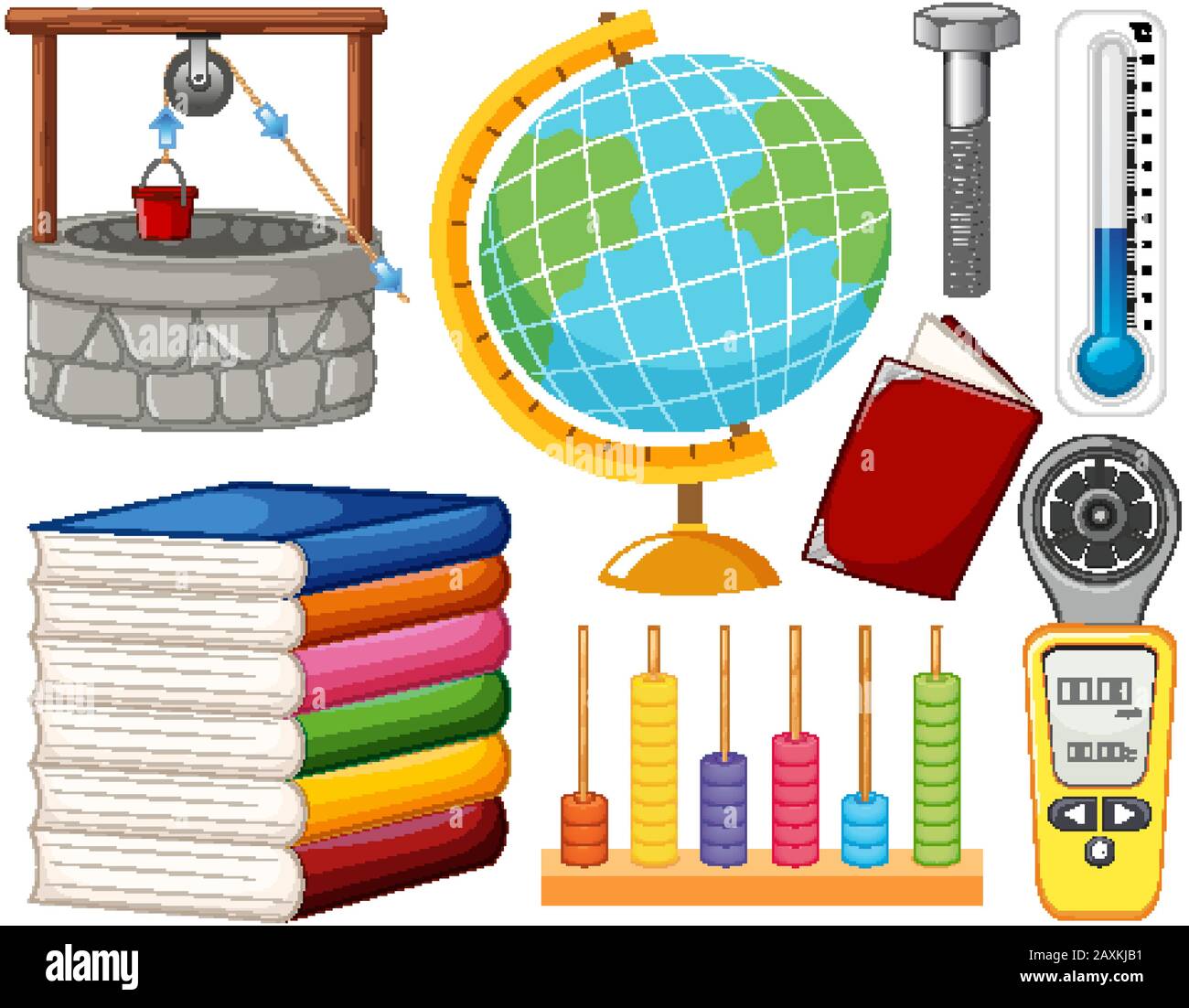 Large set of science equipments on white background illustration Stock ...