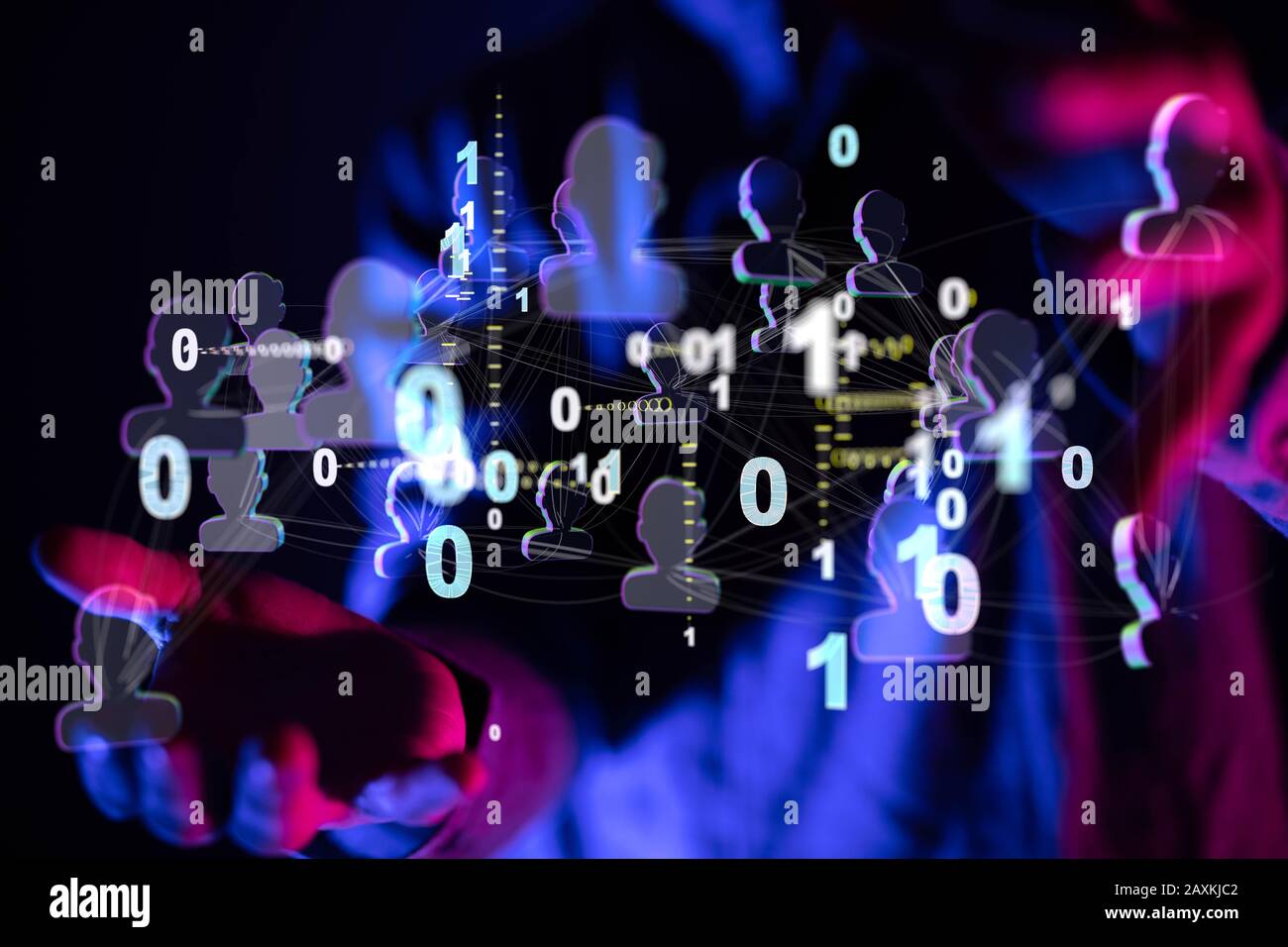 Virtual projection of social media communication Internet network Stock ...