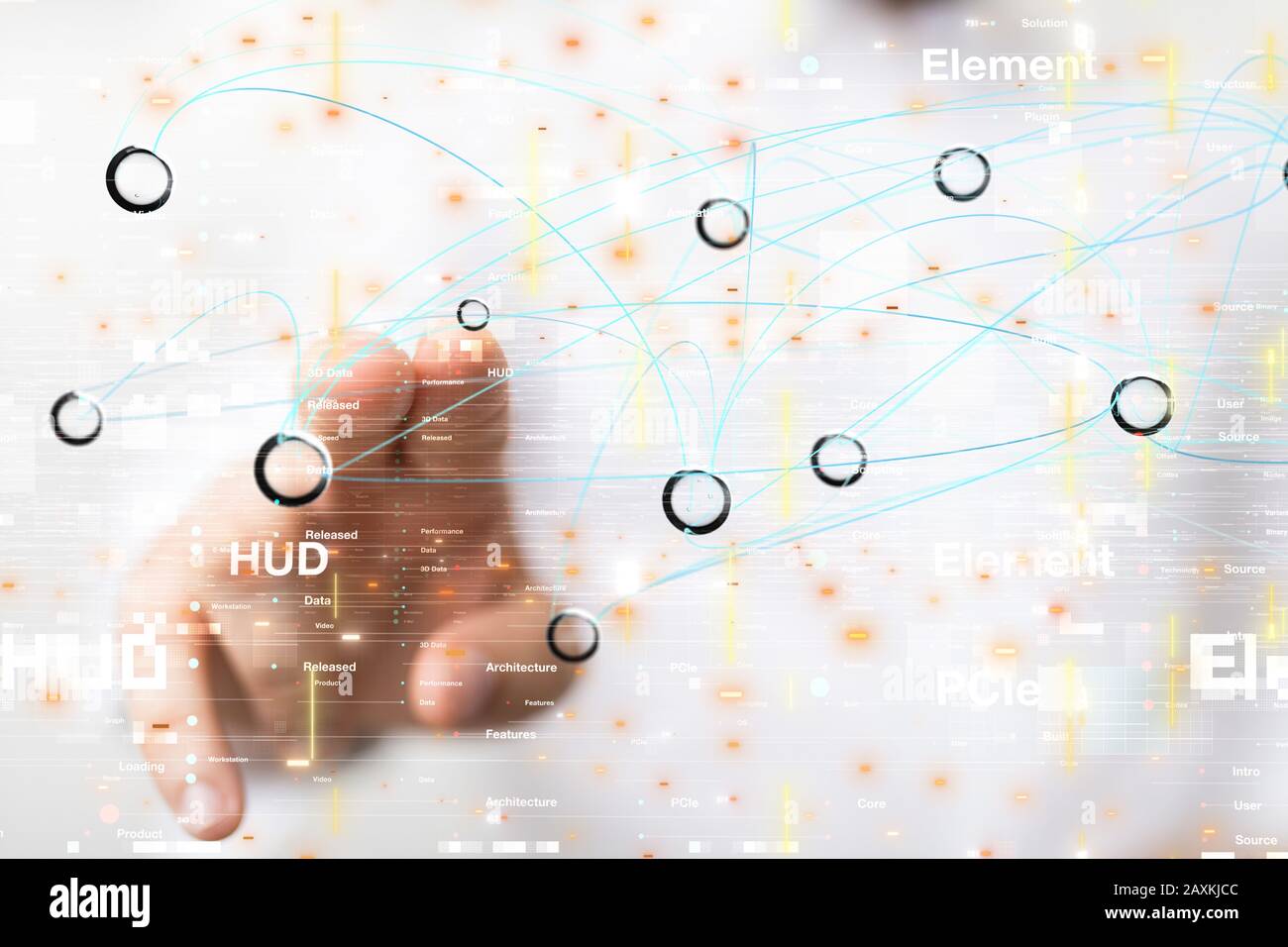 Businessman creating a virtual projection of a connection network Stock ...