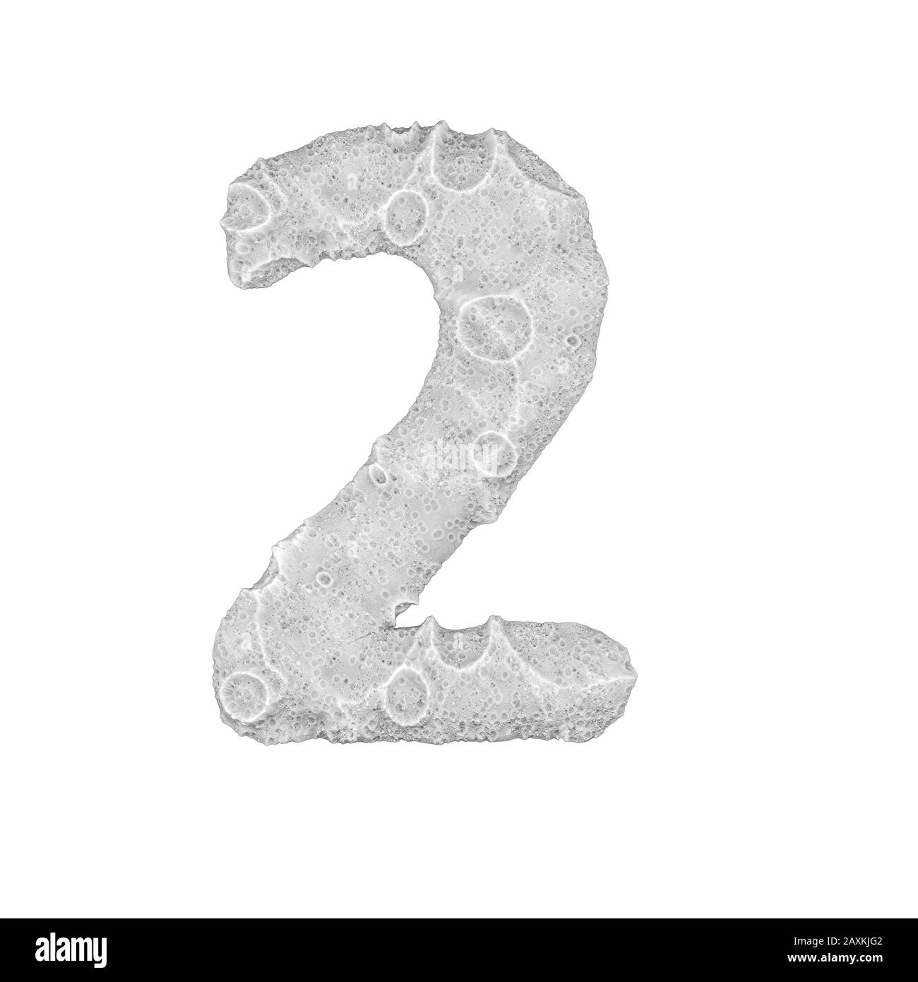 Moon stylized number "2" - on white background - 3D render Stock Photo ...