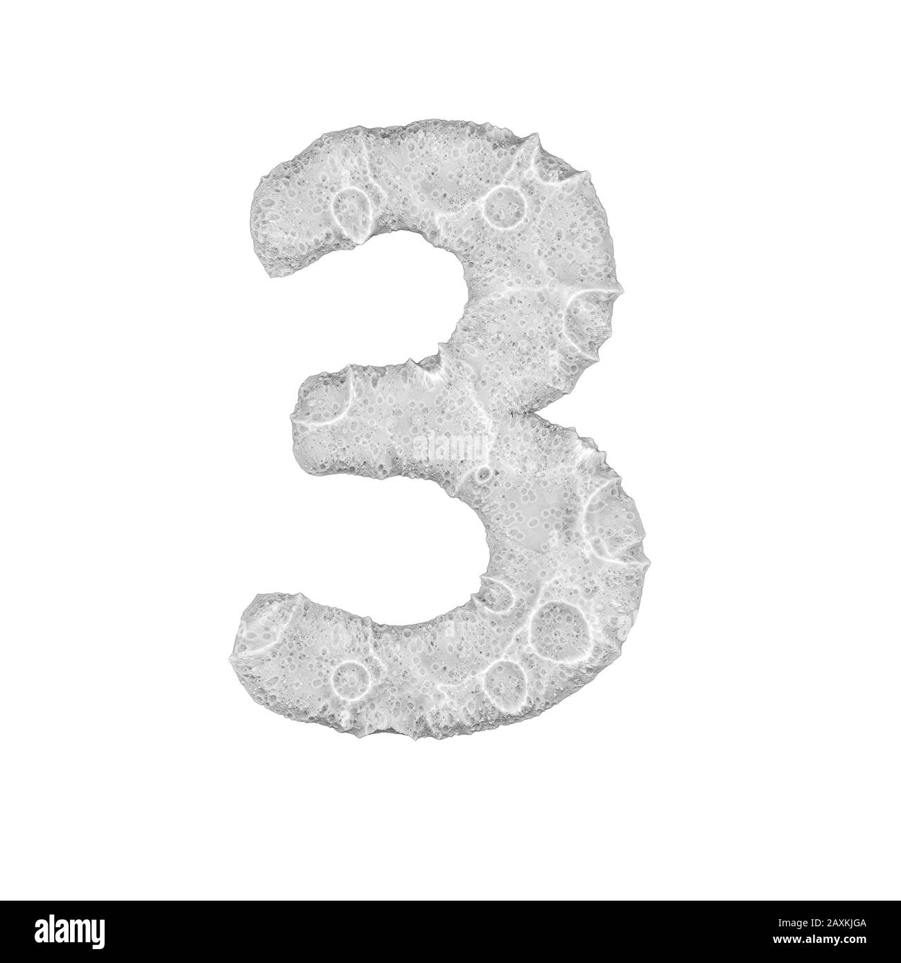 Moon stylized number "3" - on white background - 3D render Stock Photo ...