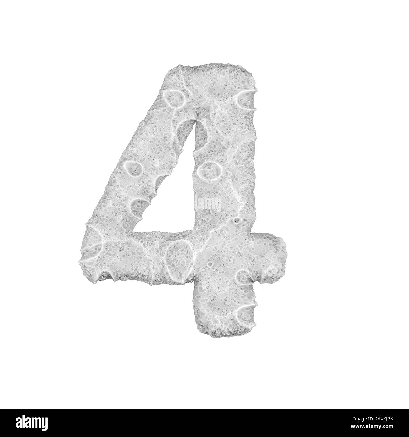 Moon stylized number "4" - on white background - 3D render Stock Photo ...