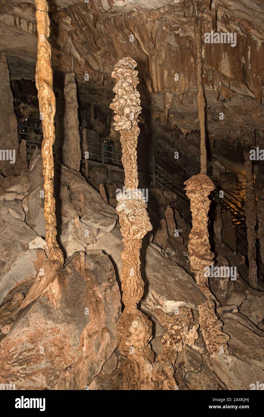 Stalagmites, stalactites and stalagnates, drip stone columns in the ...
