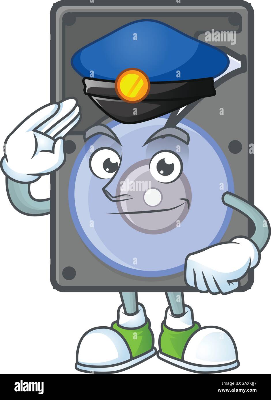 A character design of hard disk working as a Police officer Stock ...