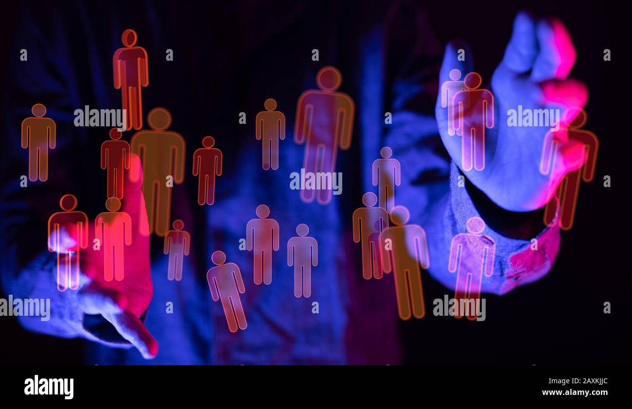 Virtual projection of a group of people - social media connection ...