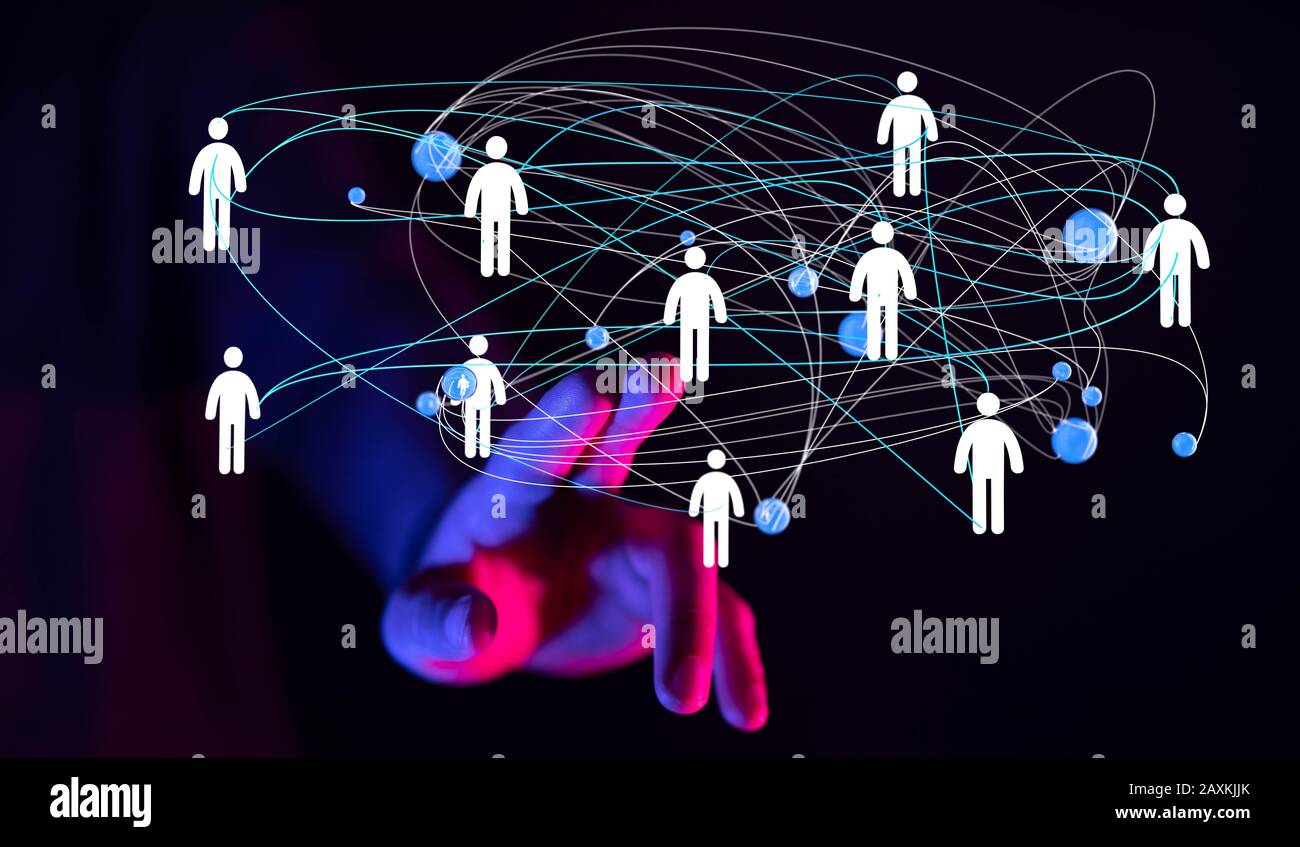 Virtual projection of a group of people - social media connection ...