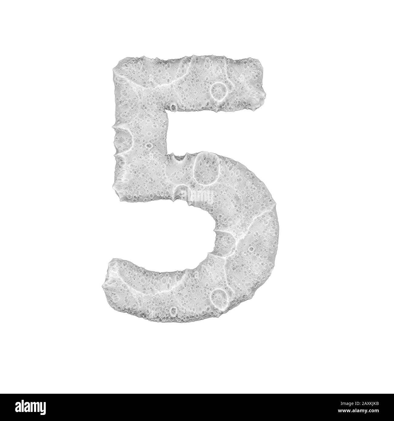 Moon stylized number "5" - on white background - 3D render Stock Photo ...