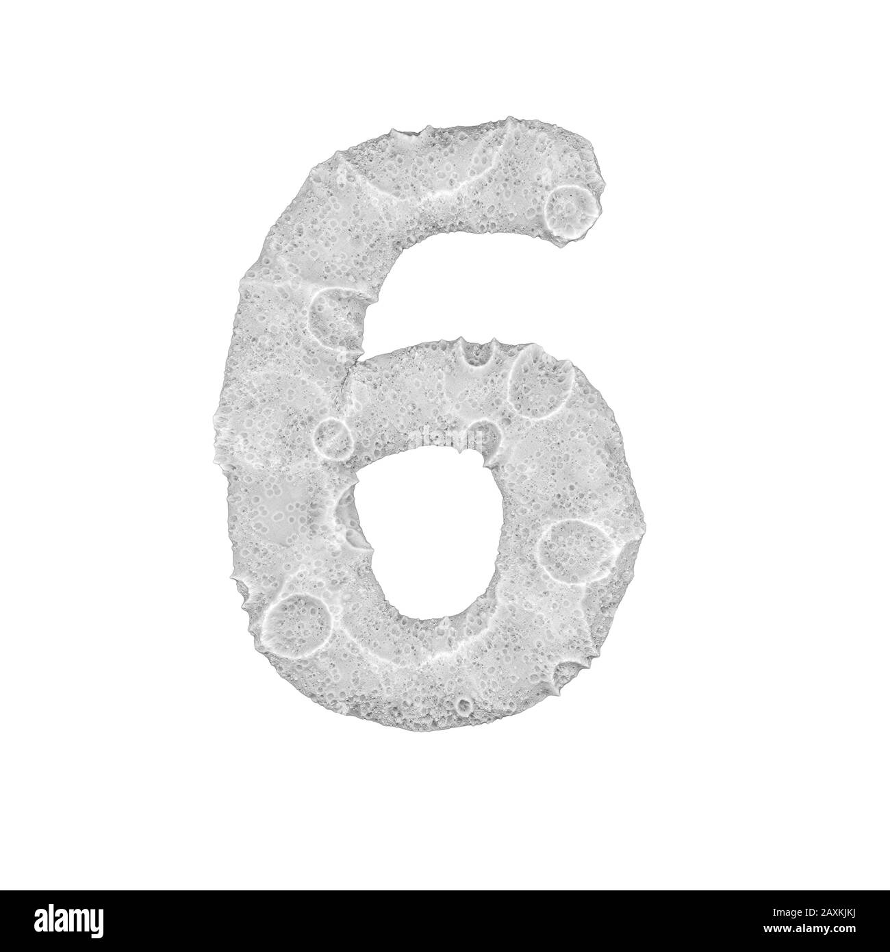 Moon stylized number "6" - on white background - 3D render Stock Photo ...