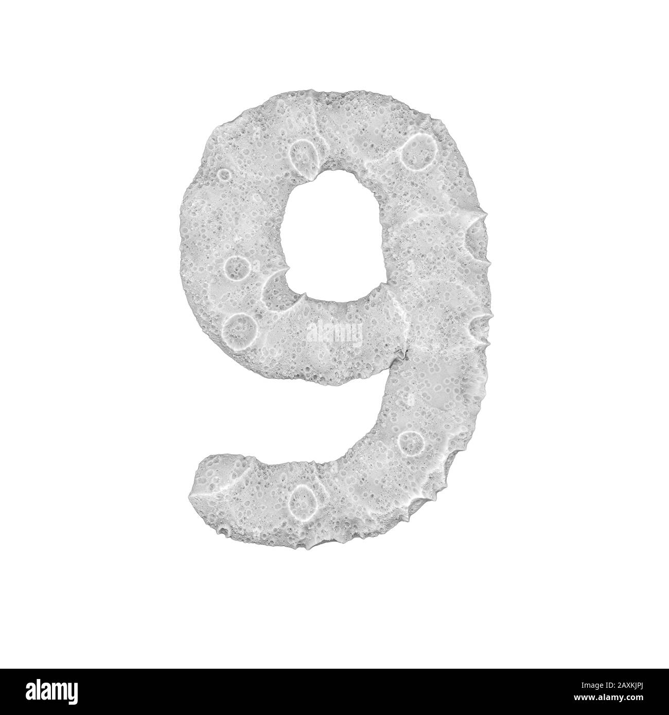 Moon stylized number "9" - on white background - 3D render Stock Photo ...