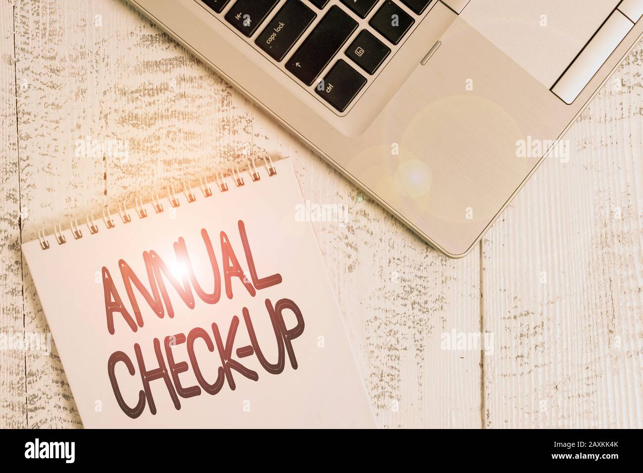 Writing note showing Annual Check Up. Business concept for a thorough ...